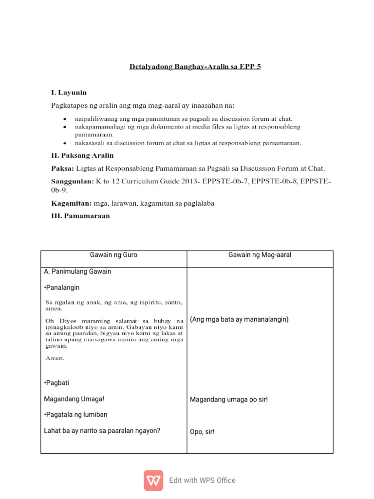 Detalyadong Banghay Aralin Sa EPP 5 | PDF