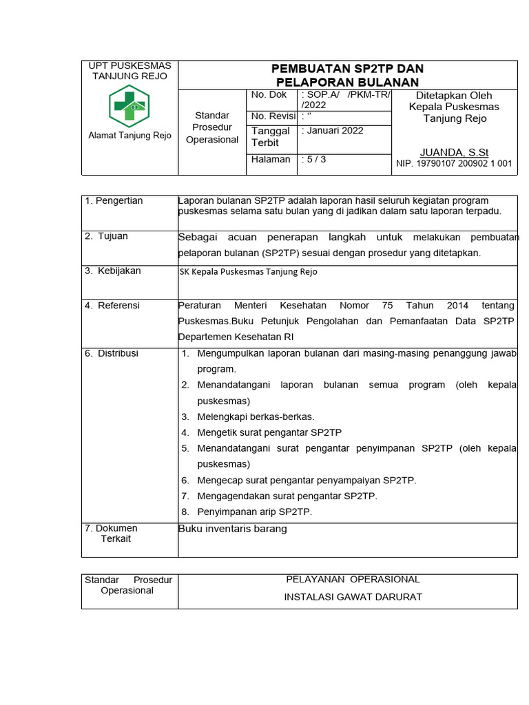 Sop sp2tp | PDF | Pengelolaan Keuangan & Uang