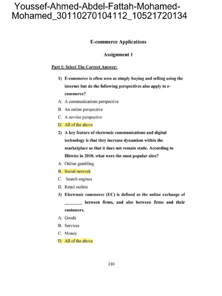 Assignment 1 E-Commerce | PDF