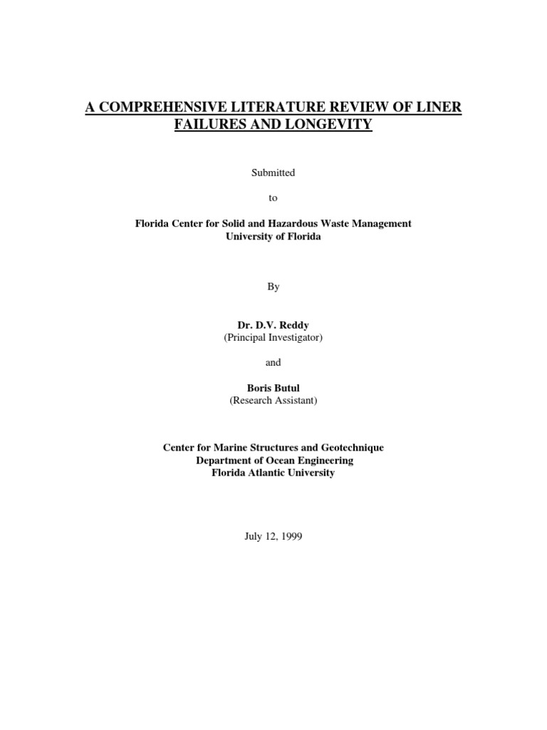 A Comprehensive Literature Review of Liner Failures and Longevity | PDF ...