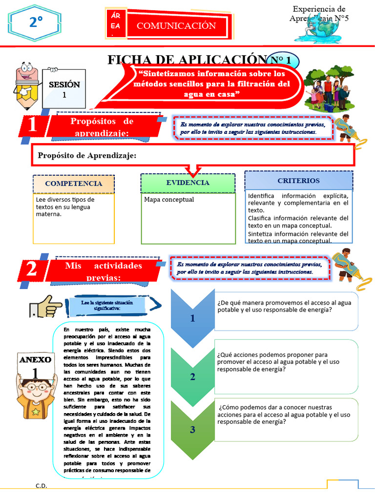 2° Ficha de Aplicación-Sesión1-Sem.1-Exp.5 - Comunicacion | PDF