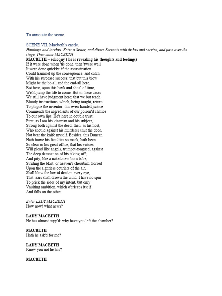 Act 1, Scene 7 Annotations | PDF | Macbeth