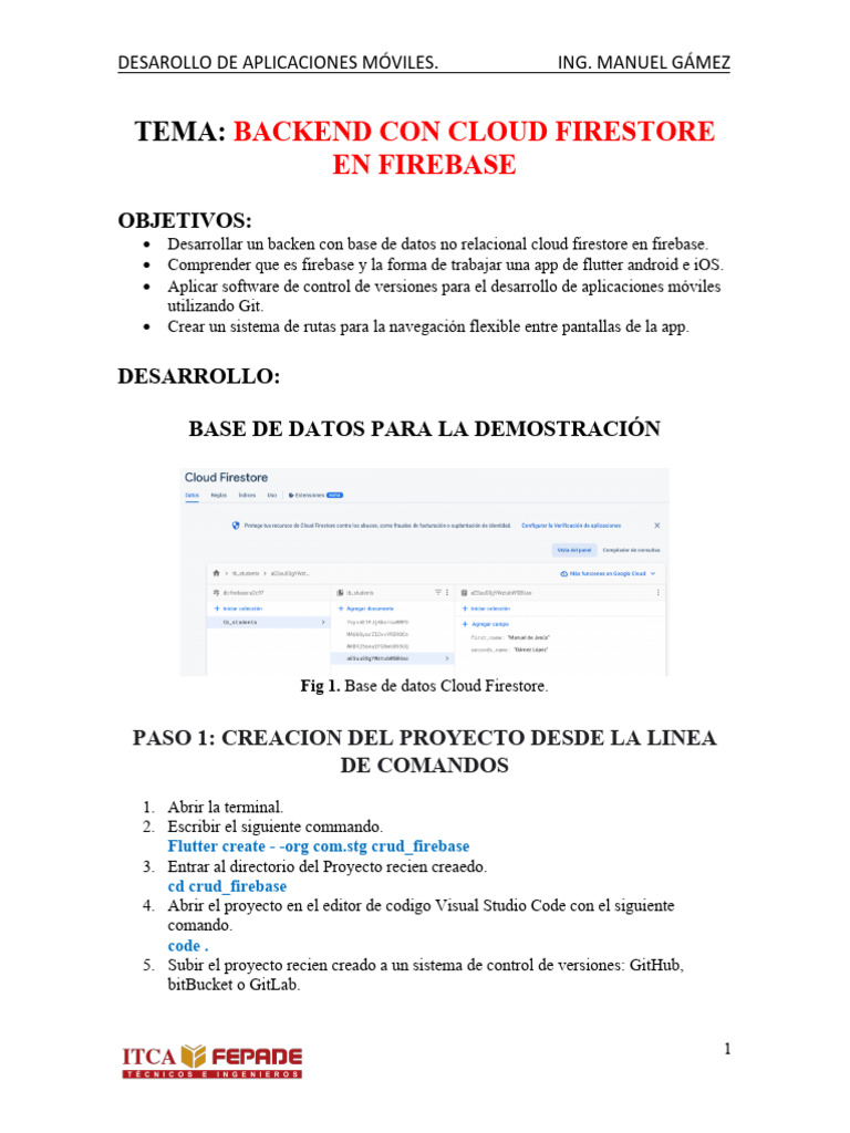 Backend Flutter con Firestore | PDF