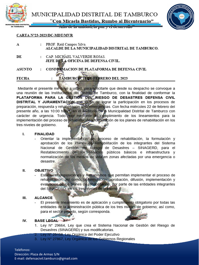 Carta 023plataforma | PDF | Defensa Civil | Gobierno