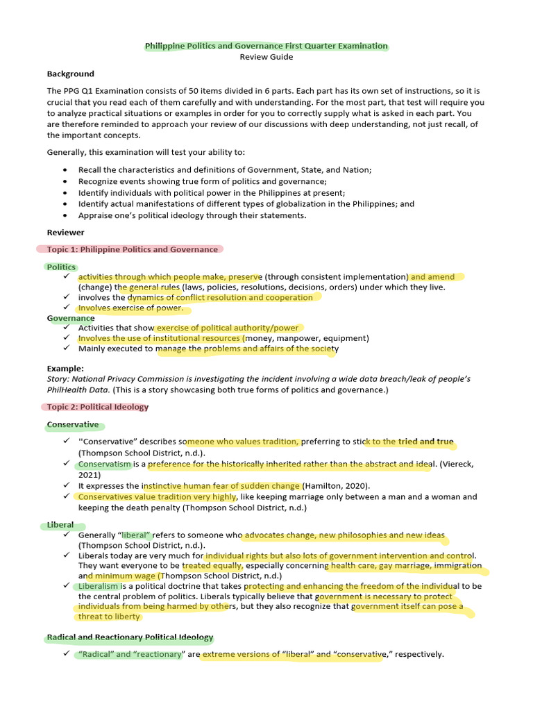 2324 PPG Exam Reviewer | PDF | Globalization | Conservatism
