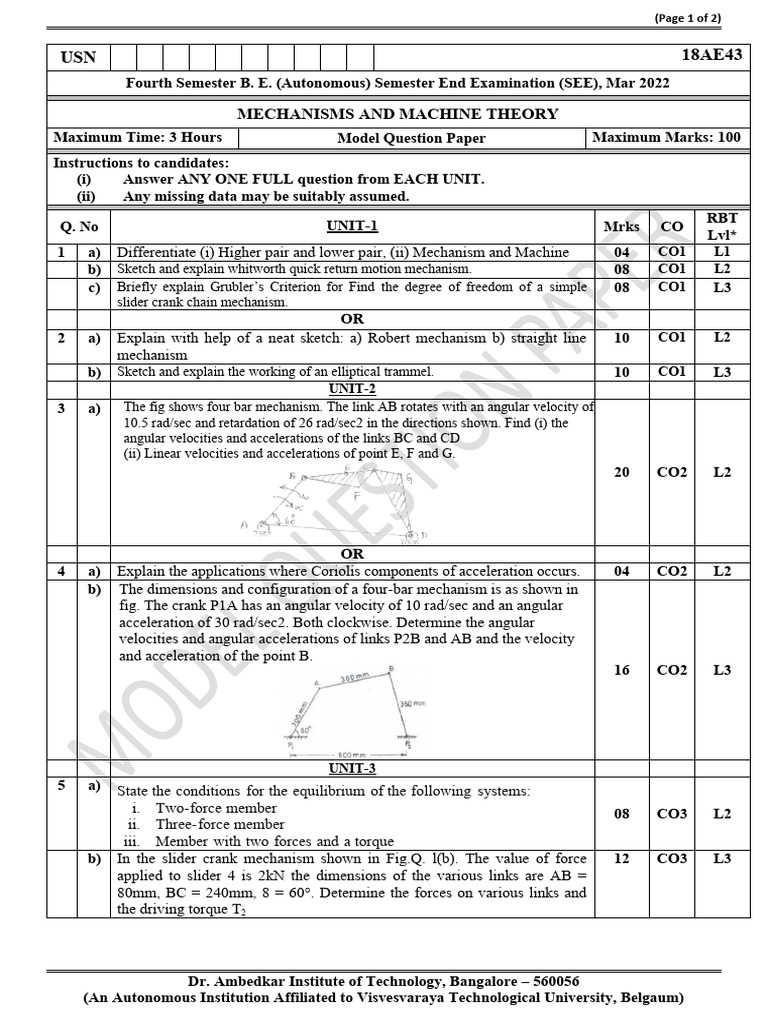 Model Question Paper - MMT | PDF