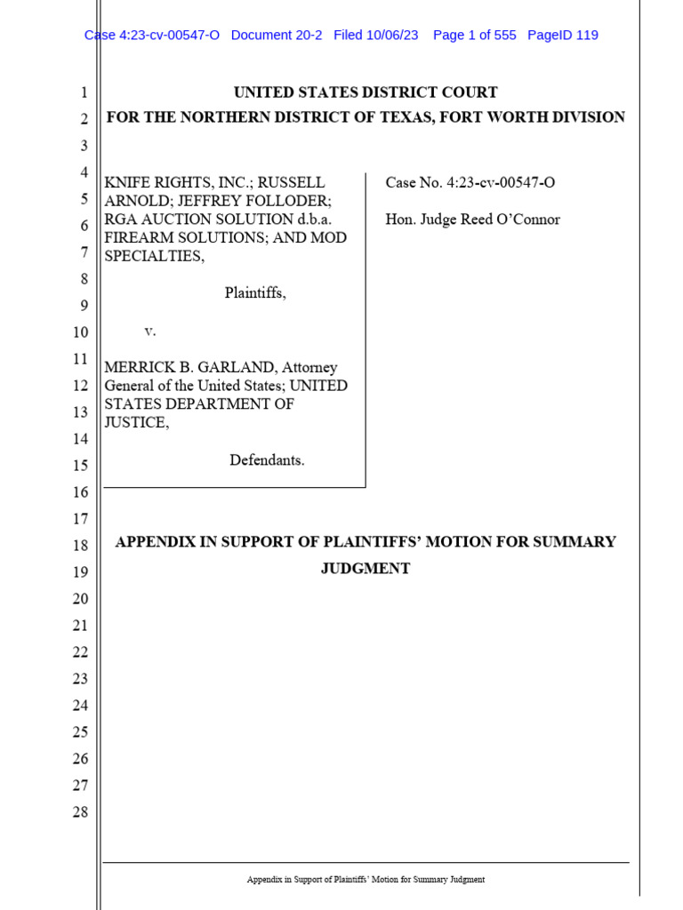 FSA Motions Summary Judgment Exhibits FILED | PDF