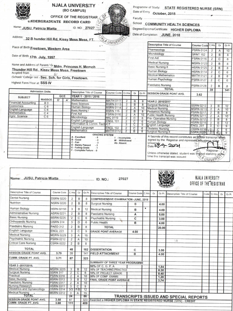 Patricia Transcript | PDF