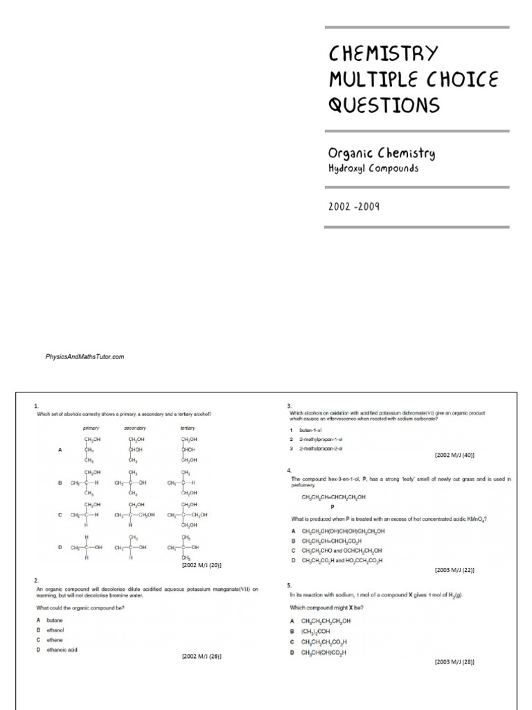 Hydoxyl Multiple Choice | PDF | Physical Sciences | Chemical Elements