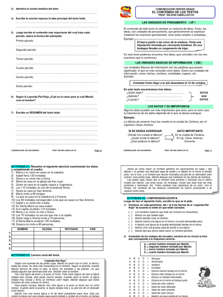 El Contenido de Los Textos 3ero | PDF