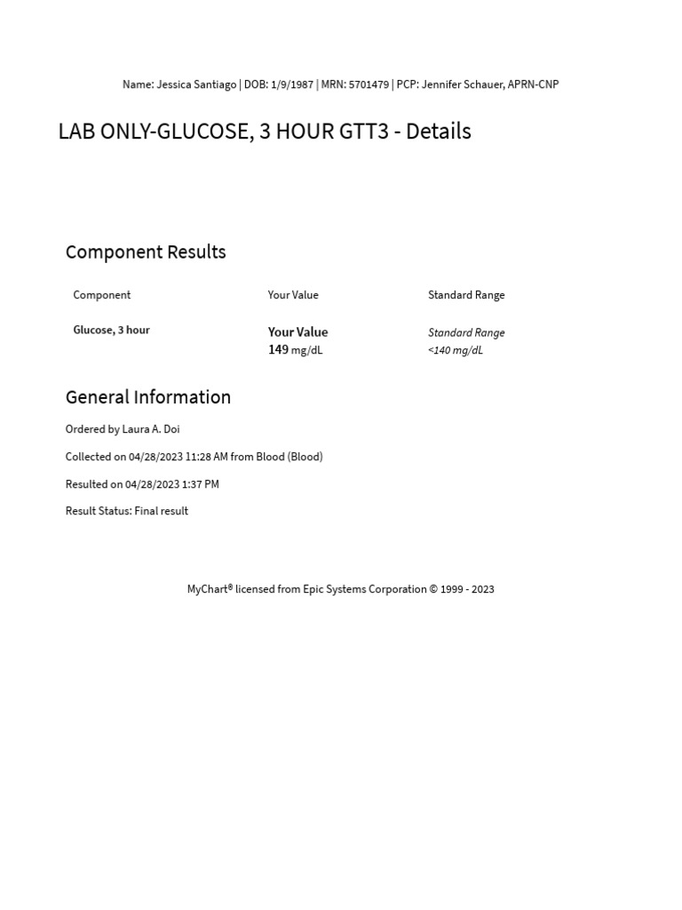 MyChart - Test Details | PDF