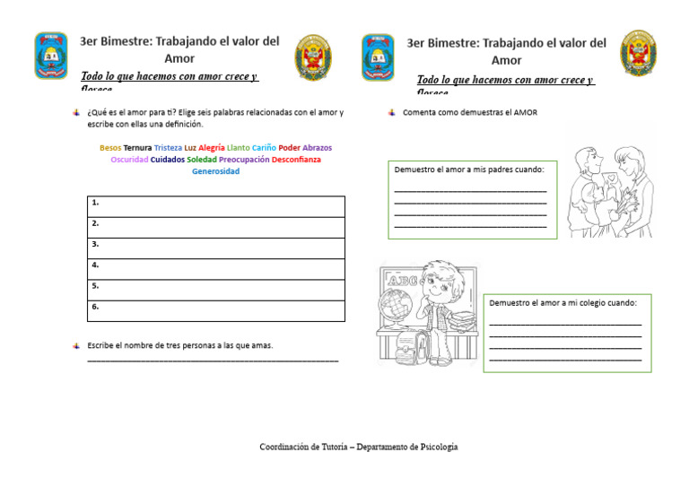 Actividades sobre el valor del amor | PDF | Relaciones personales ...