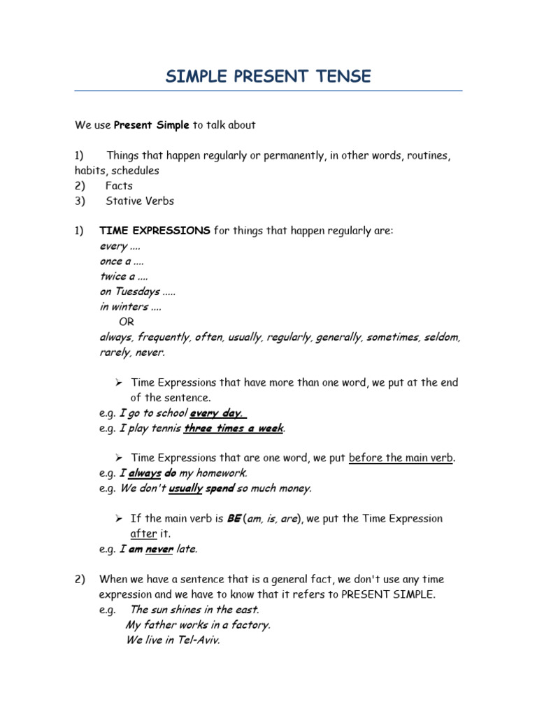 Simple Present Tense | PDF | Grammatical Tense | Verb