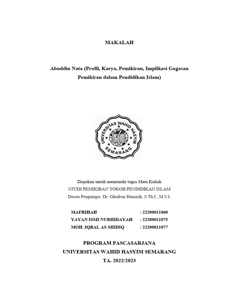 Pemikiran Prof. Abuddin Nata dalam Pendidikan Islam | PDF