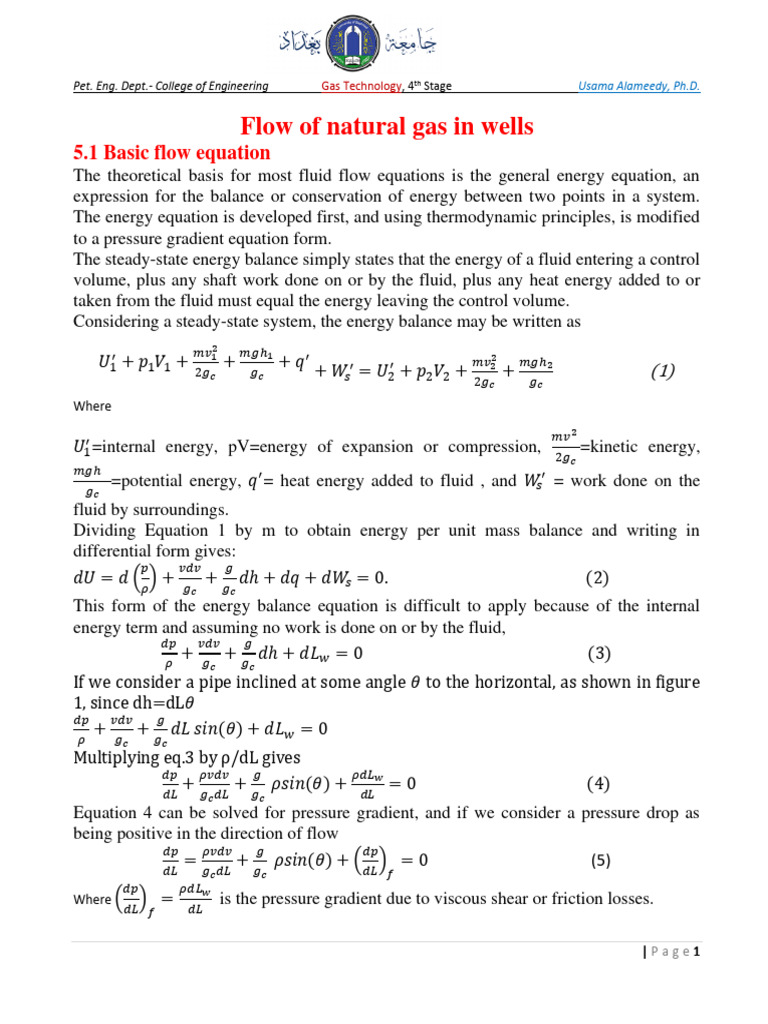 Natural Gas Flow in Wells Explained | PDF | Reynolds Number | Fluid ...