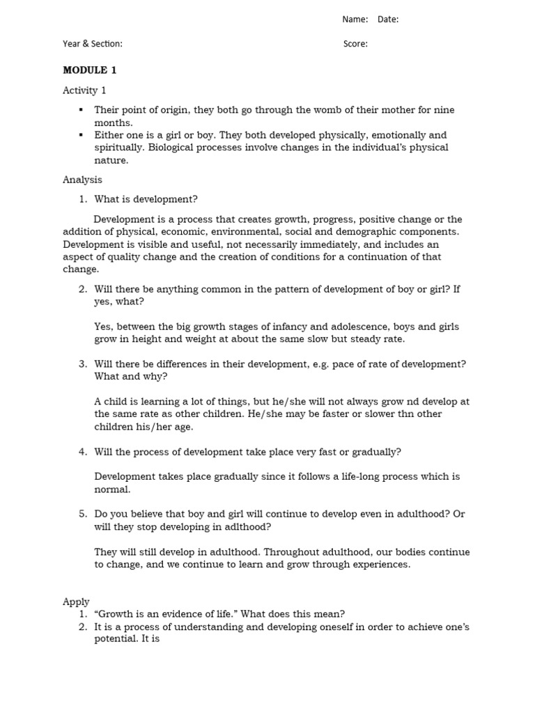 Module 1 | PDF | Developmental Psychology | Adolescence
