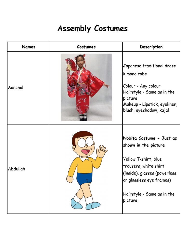 Assembly Costumes | PDF | Fashion | Clothing