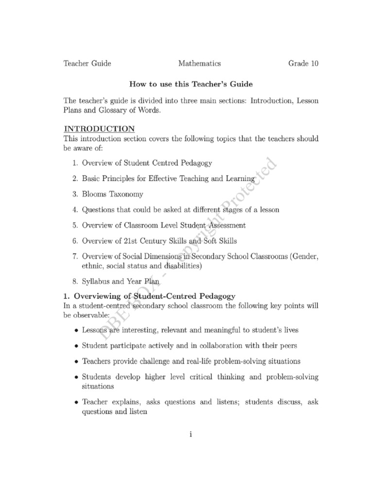 Grade 10 Mathematics (Teachers Guide) | PDF