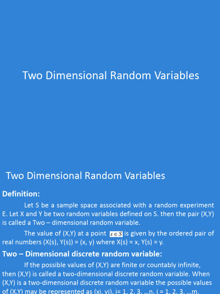 TwoDimensionalRandomVariable Unit 2 | PDF | Probability Distribution | Random Variable