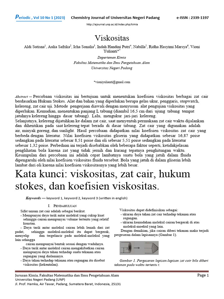 Jurnal Viskositas | PDF