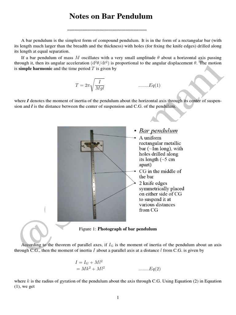 Bar Pendulum Notes | PDF
