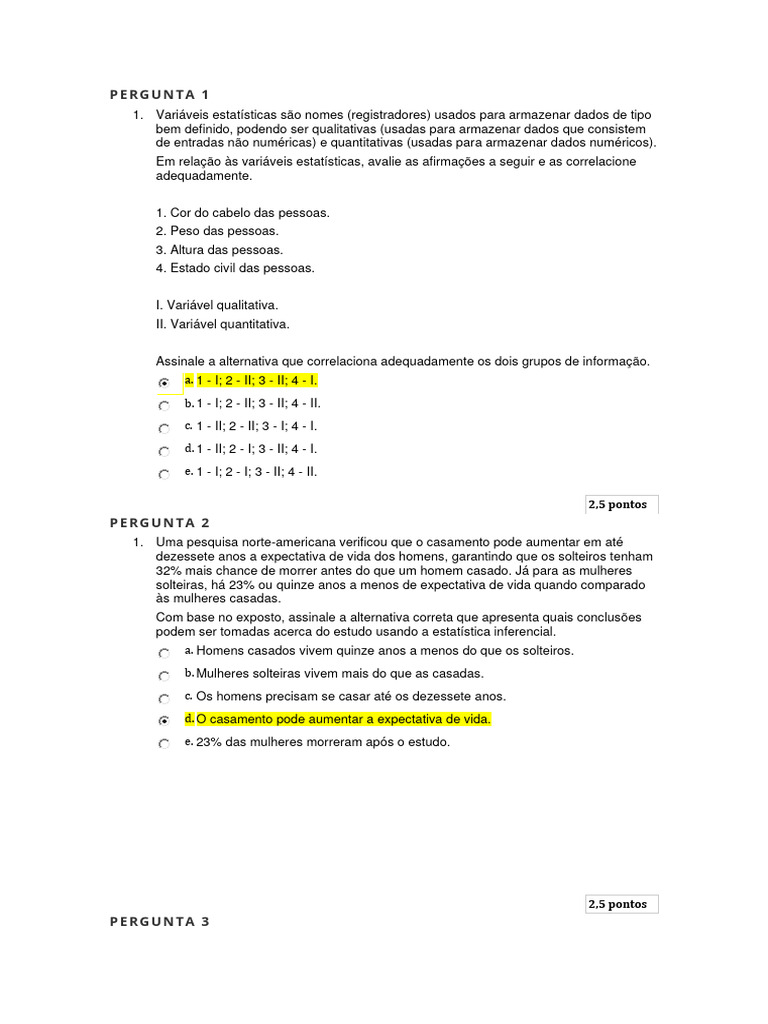 Semana 1 - Probabilidade e Estatistica | PDF | Inferência estatística | Estatísticas