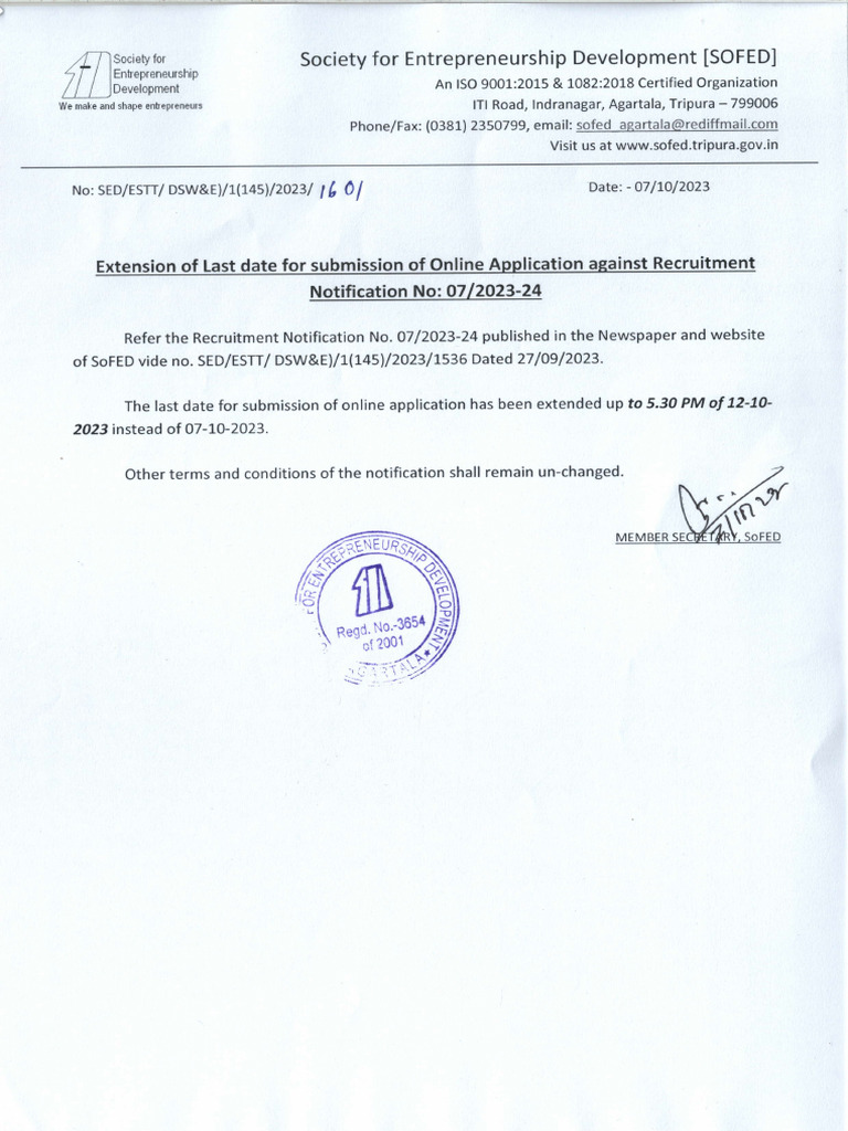 Date Extension Letter | PDF