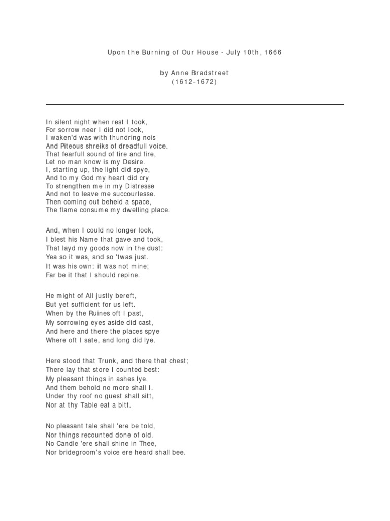 2 - Upon The Burning of Our House by Anne Bradstreet | PDF | Art
