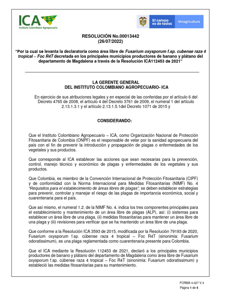 Resolucion 13442 Del 26 de Julio 2022 | PDF