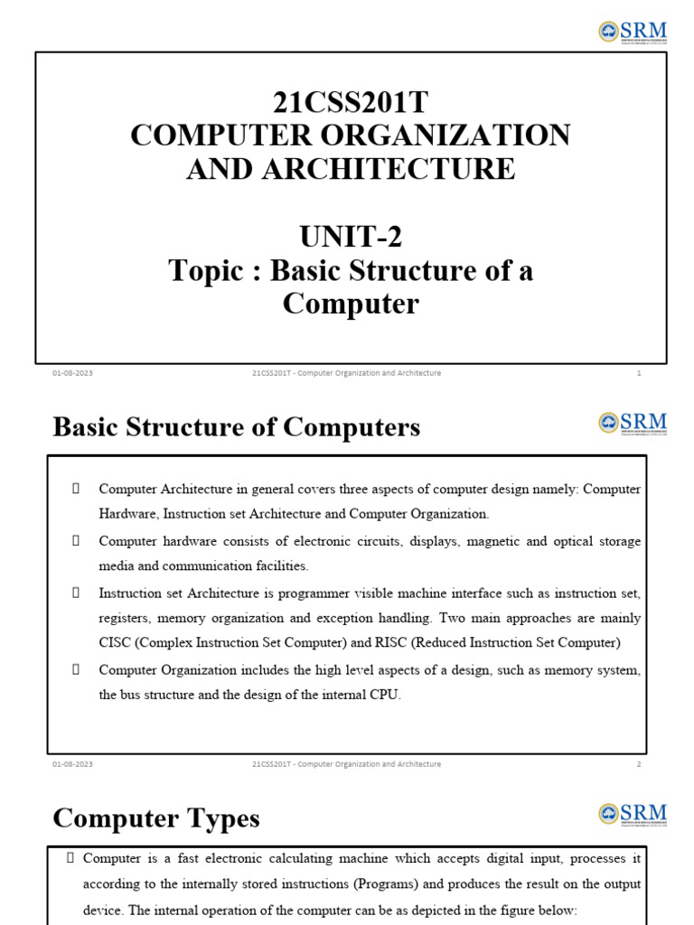Coa Unit 2 | PDF | Central Processing Unit | Input/Output Coa Unit 2 | PDF | Central Processing Unit | Input/Output
