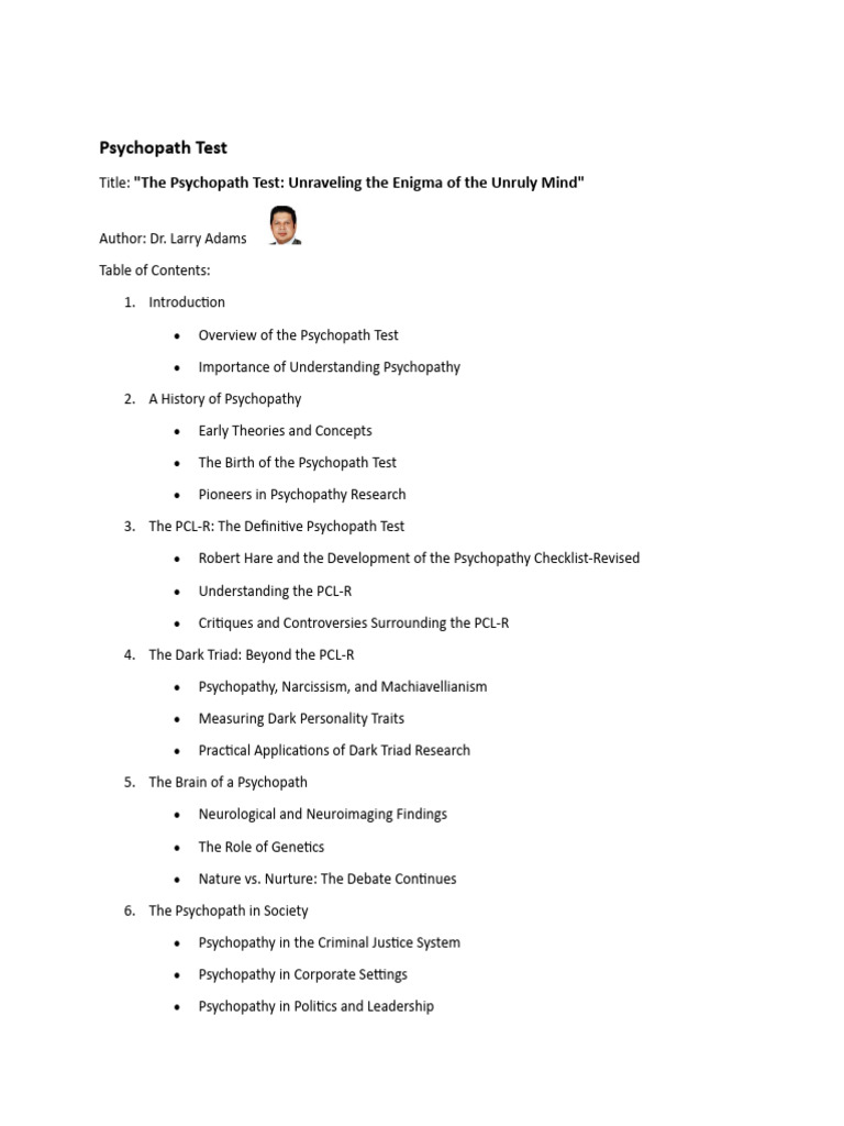 Psychopath Tes1 | PDF | Psychopathy | Dark Triad