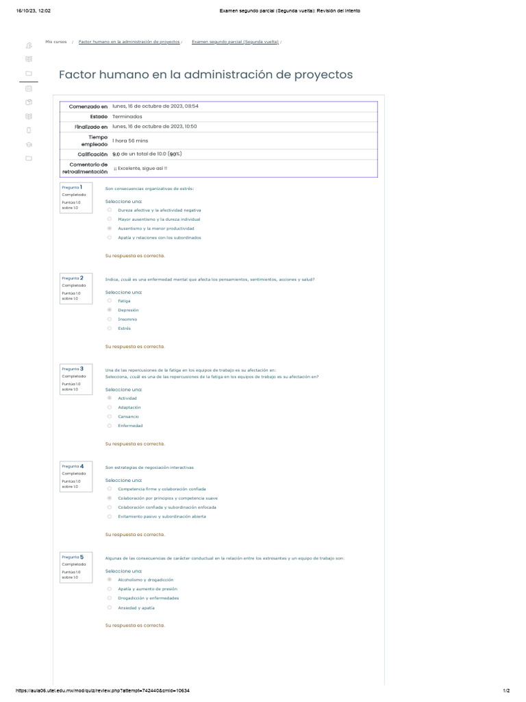 Examen Segundo Parcial (Segunda Vuelta) - Revisión Del Intento | PDF