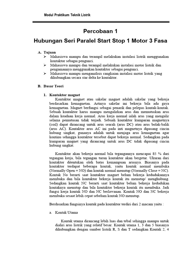 Modul 2-Praktikum Prakt. Kendali Mesin Listrik | PDF