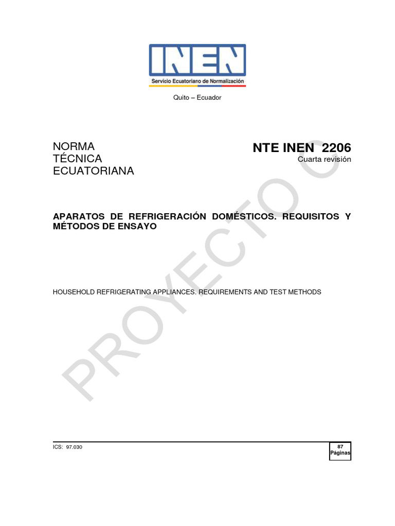 PC Nte Inen 2206 (4R) | PDF | Refrigerador | Refrigeración