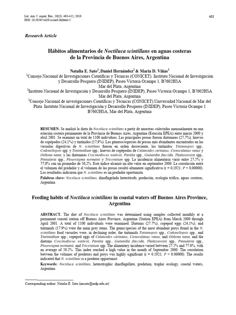 Artículo Científico Noctiluca Scintillans | PDF | Ciencias sociales | Ciencia y matemáticas