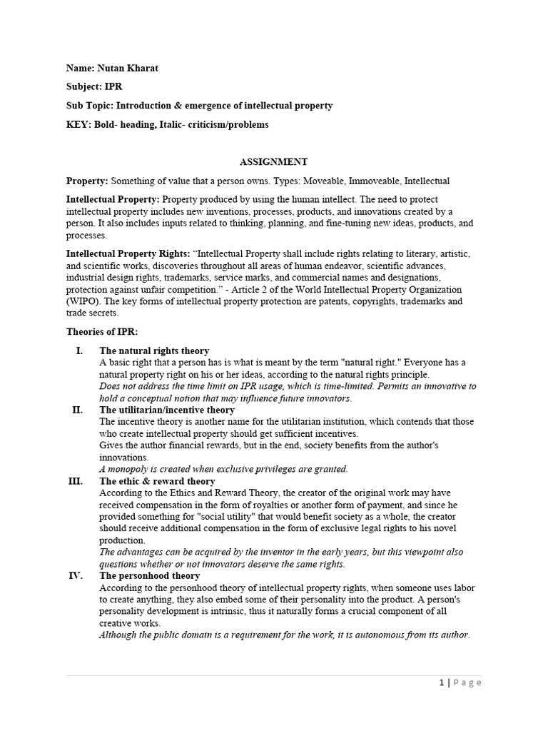 Assignment Ipr Nutan Kharat | PDF