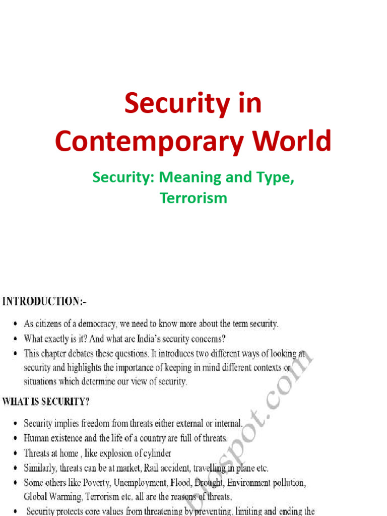 Notes-Security in Contemporary World | PDF