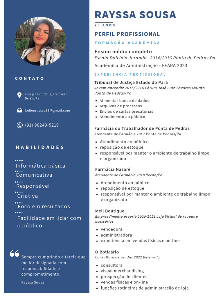 Azul Marinho e Preto Profissional Currículo | PDF | Farmacêutico