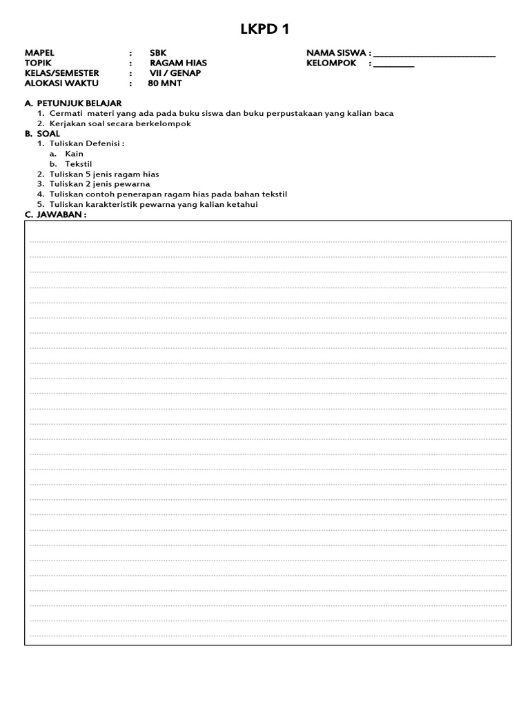 LKPD 1 Ragam Hias | PDF
