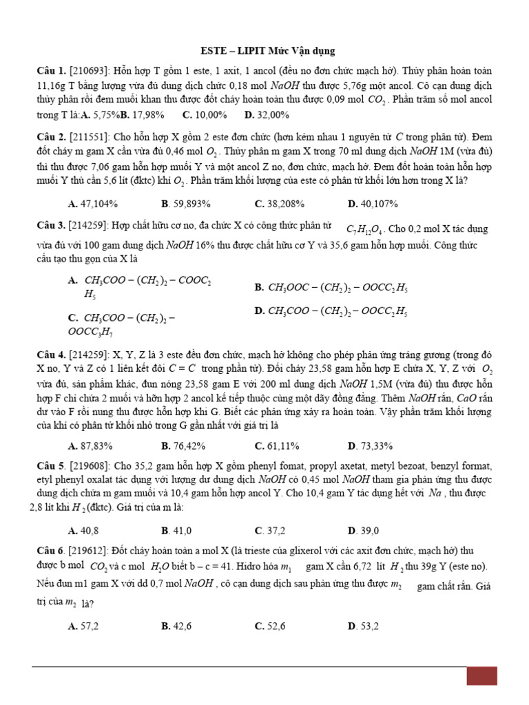 Hoa Hoc 12 Nang Cao de Thi Chon HSG | PDF