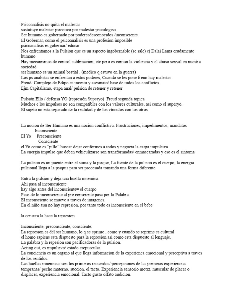 Clase Psicoanalisis | PDF | Mente inconsciente | Psicoanálisis