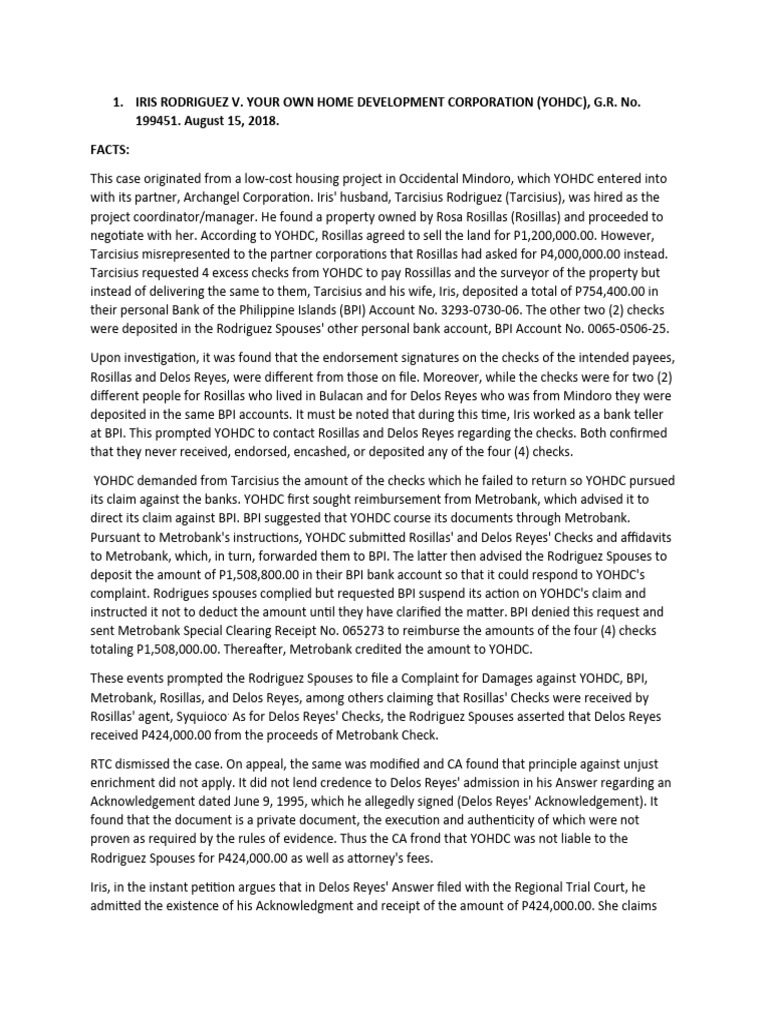Iris Rodriguez v. Your Own Home Development Corporation (Yohdc | PDF ...
