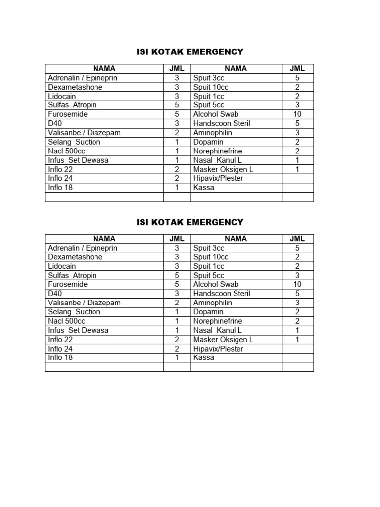 Isi Kotak Emergency | PDF