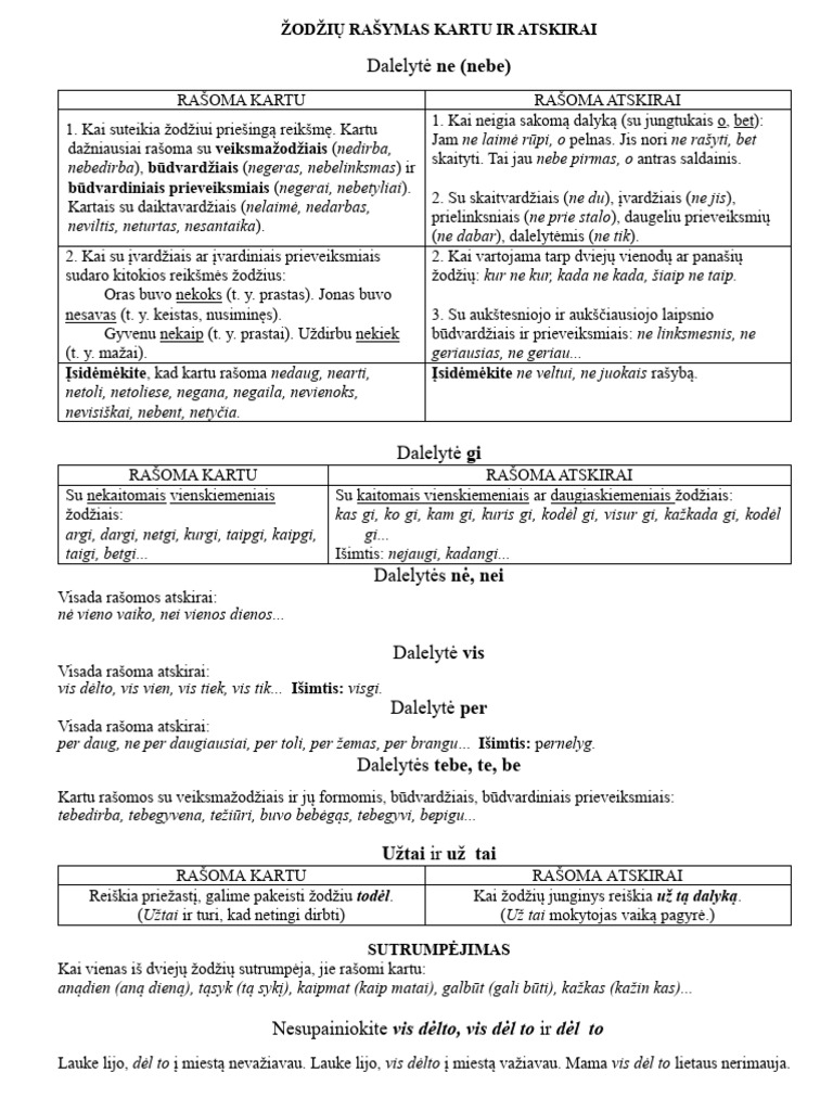 Dalelyciu Rasymas Taisykles | PDF