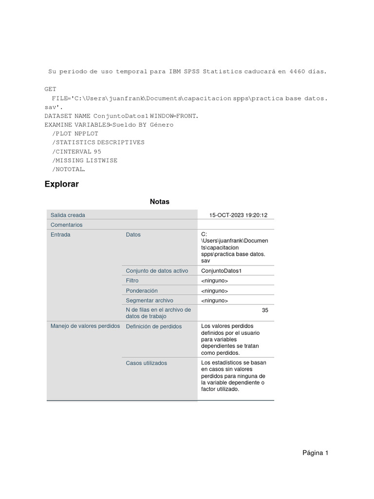 Trabajo Final SPSS | Descargar gratis PDF | Prueba T de Student | Spss