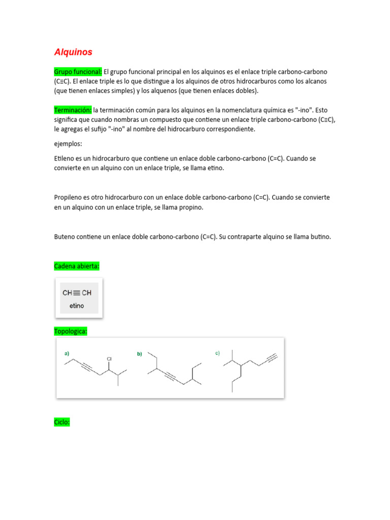 Alquinos | PDF | Etanol | Hidrocarburos