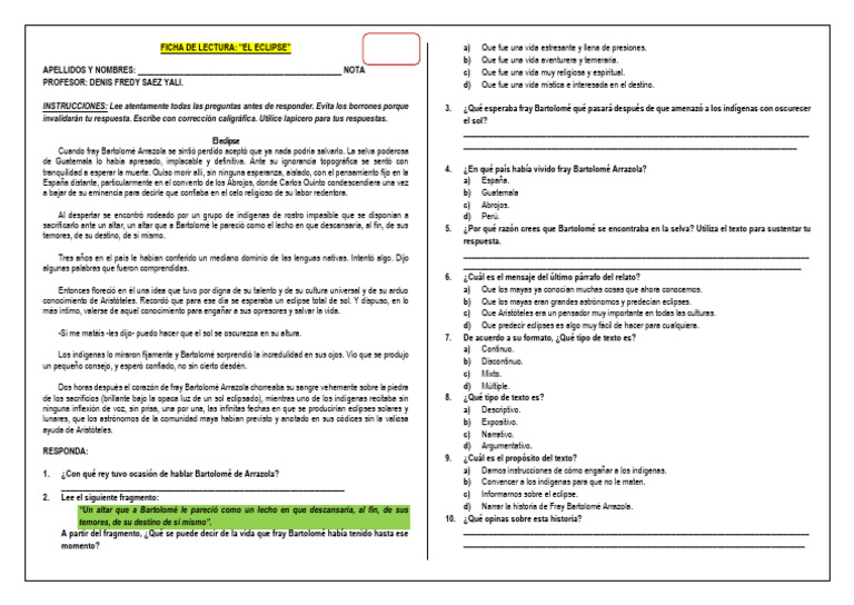 Ficha de Lectura - El Eclipse Horizontal | PDF