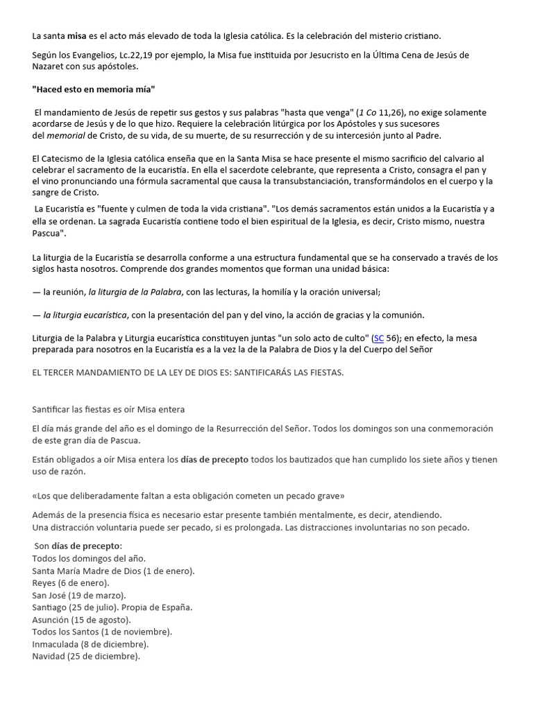 Buenas Tardes - Misa y Días de Precepto | PDF