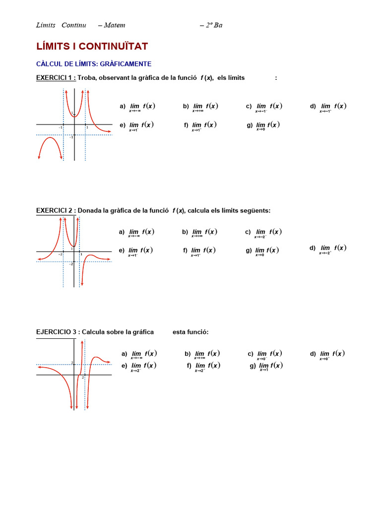10.1 Exercicis Límits I Continuïtat | PDF