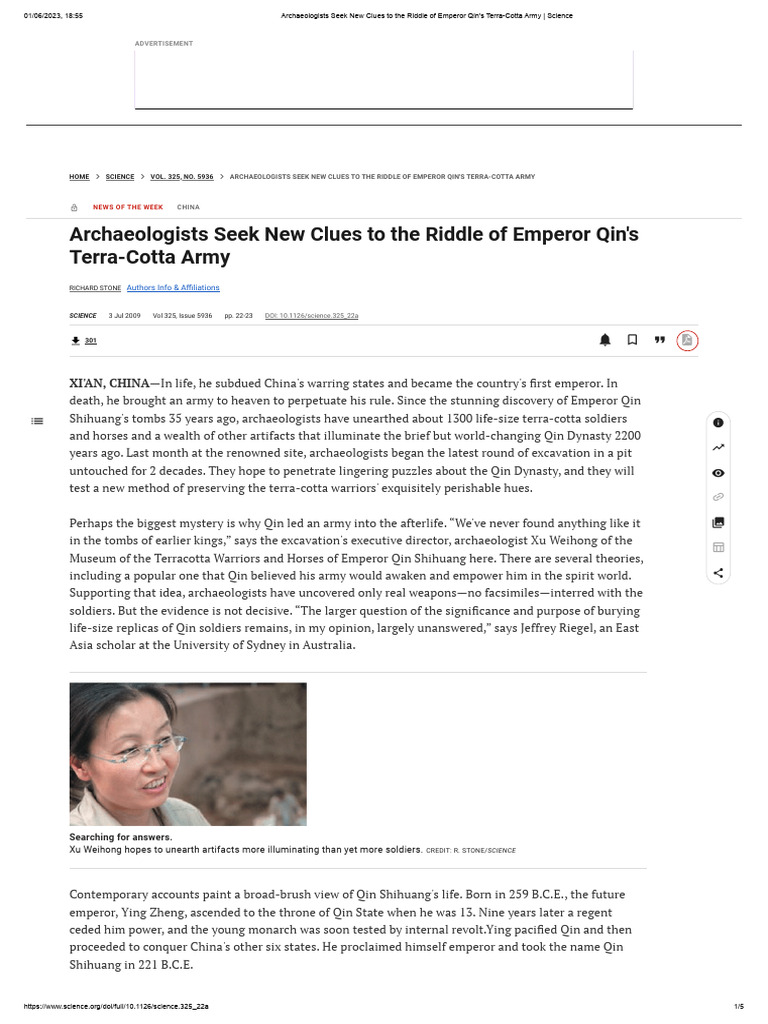 Qin Terra-Cotta Army Excavation Insights | PDF